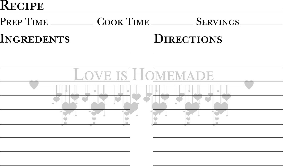 Love is Homemade Recipe Cards - Etsy