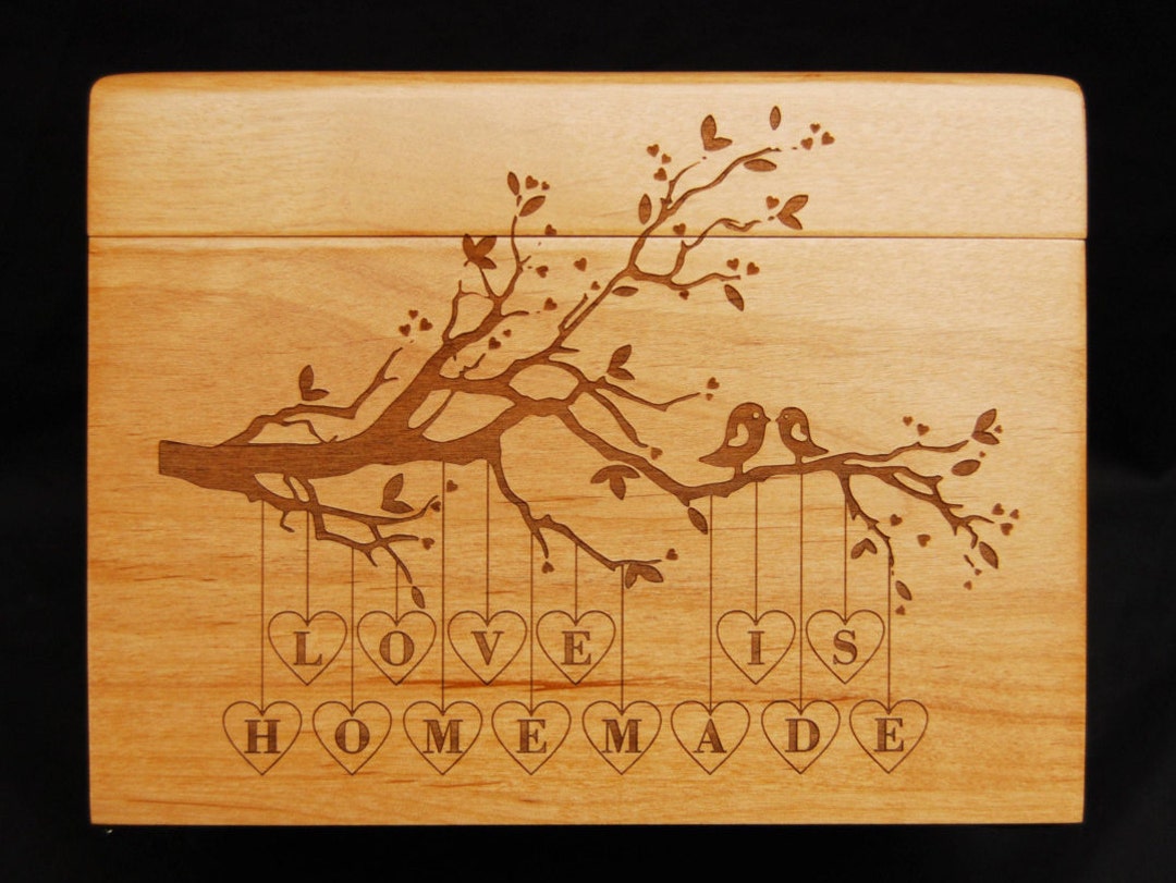Love is Homemade, Custom Recipe Box, Personalized Wedding Gift, Wood ...