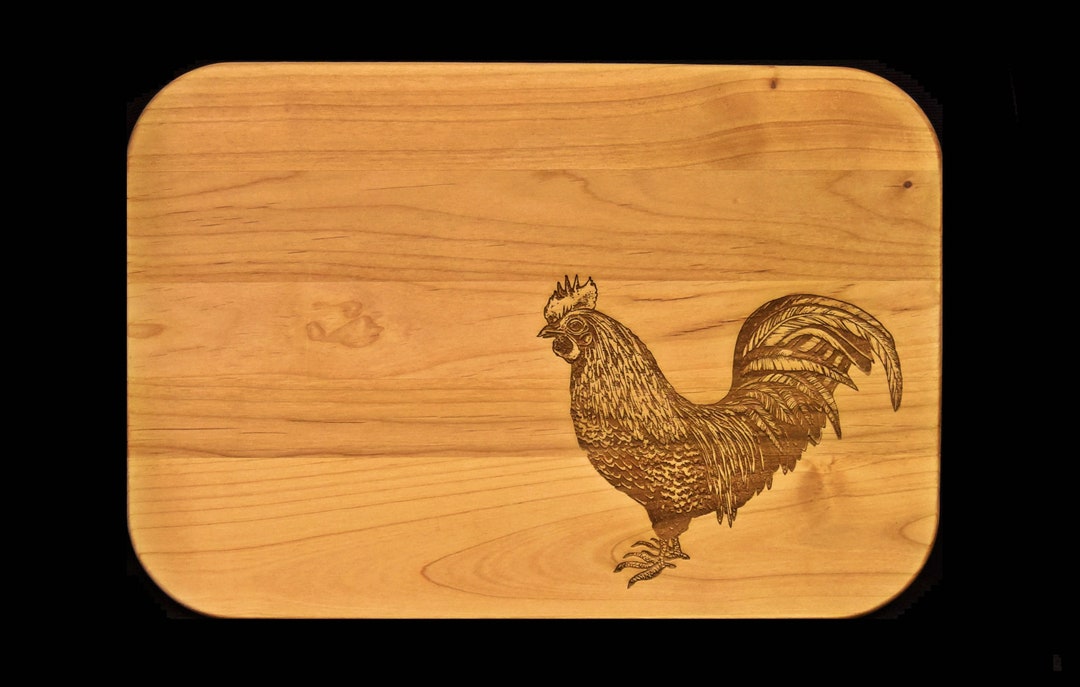 Rooster Cutting Board, Rooster Kitchen Decor Gift, for Couple, Wood ...
