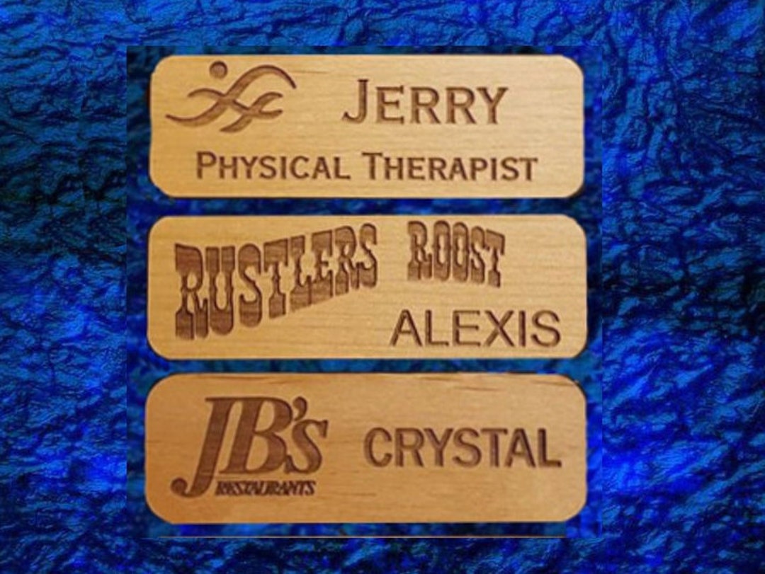 Company Logo Personalized Wood Name Tag - Etsy