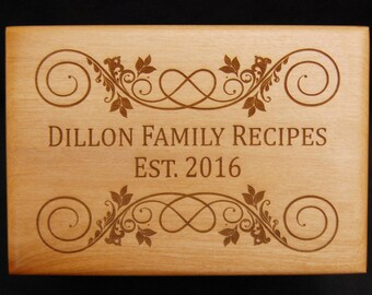 Personalized Family Name Monogram Recipe Box | Etsy