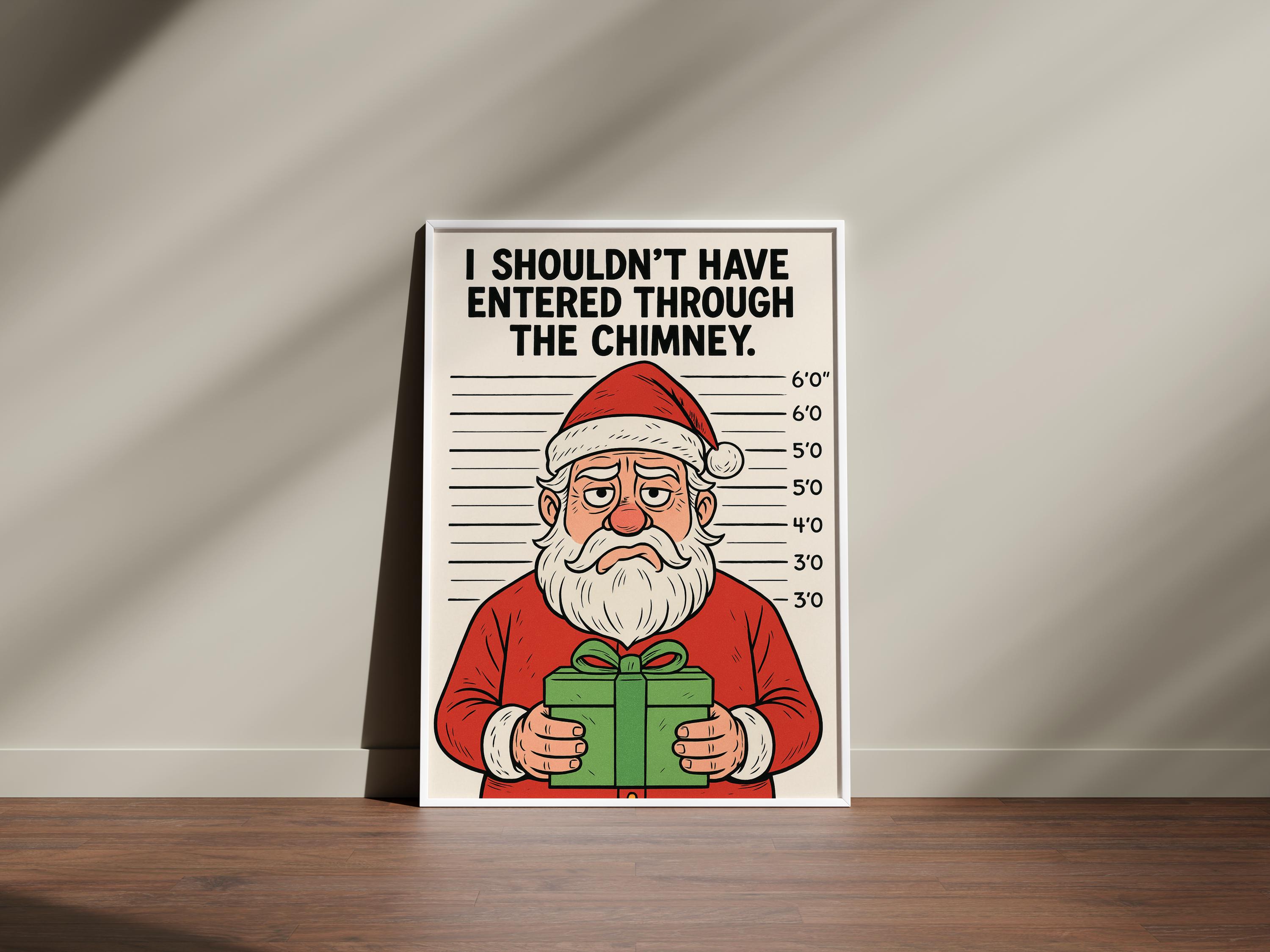 Funny Santa Mugshot Poster, Santa Claus Quote Art, Christmas Poster ...