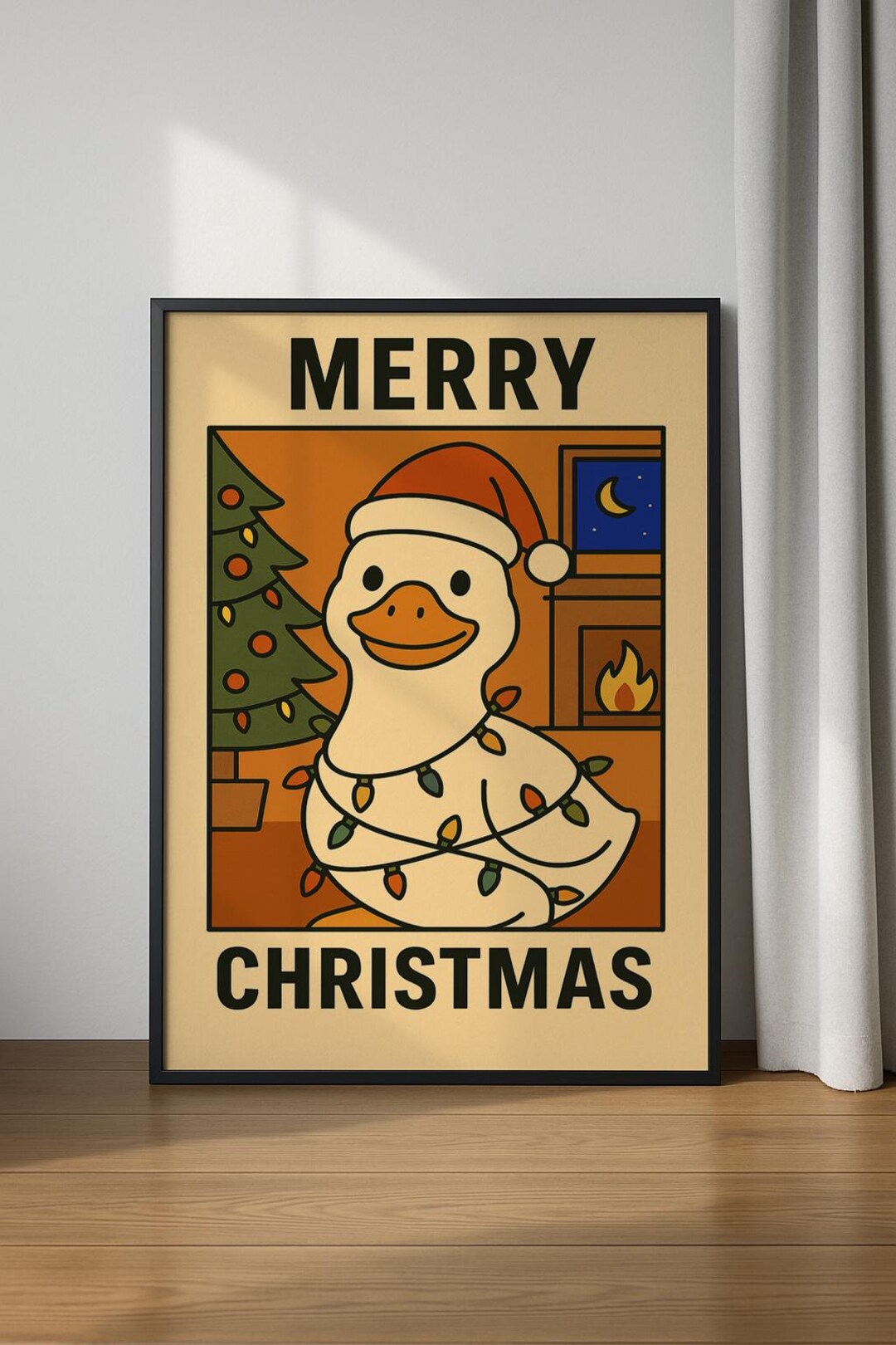 Funny Christmas Poster, Funny Duck Poster, Merry Christmas Print, Funny ...