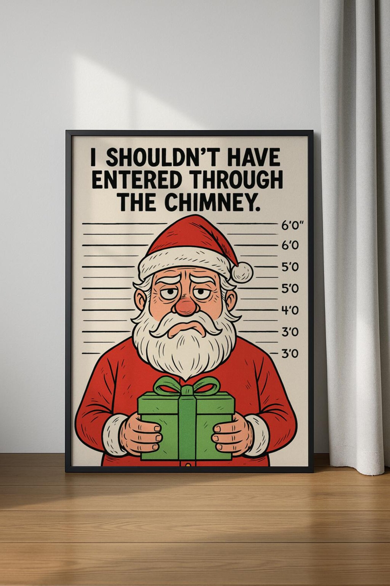 Funny Santa Mugshot Poster, Santa Claus Quote Art, Christmas Poster ...
