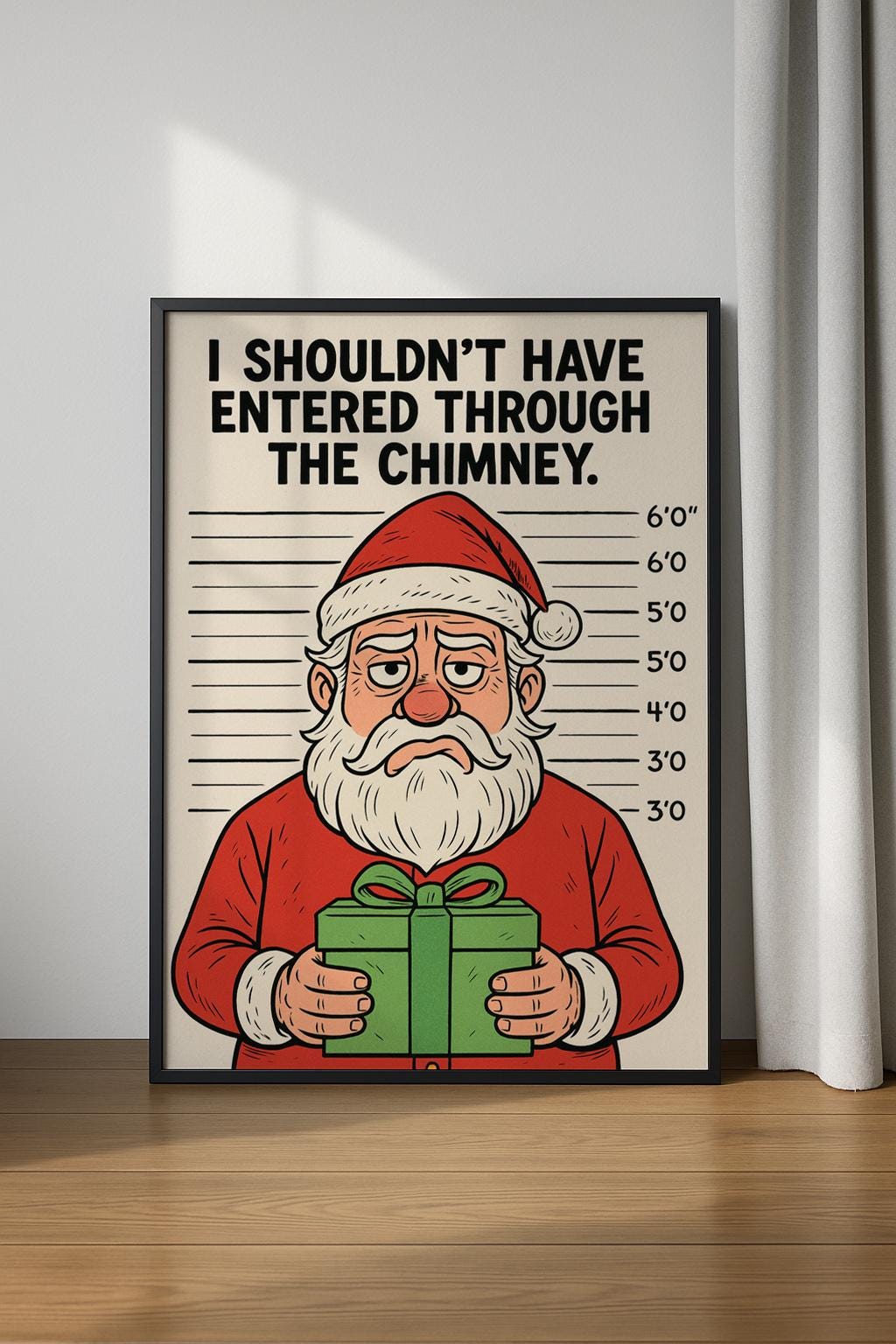 Funny Santa Mugshot Poster, Santa Claus Quote Art, Christmas Poster ...