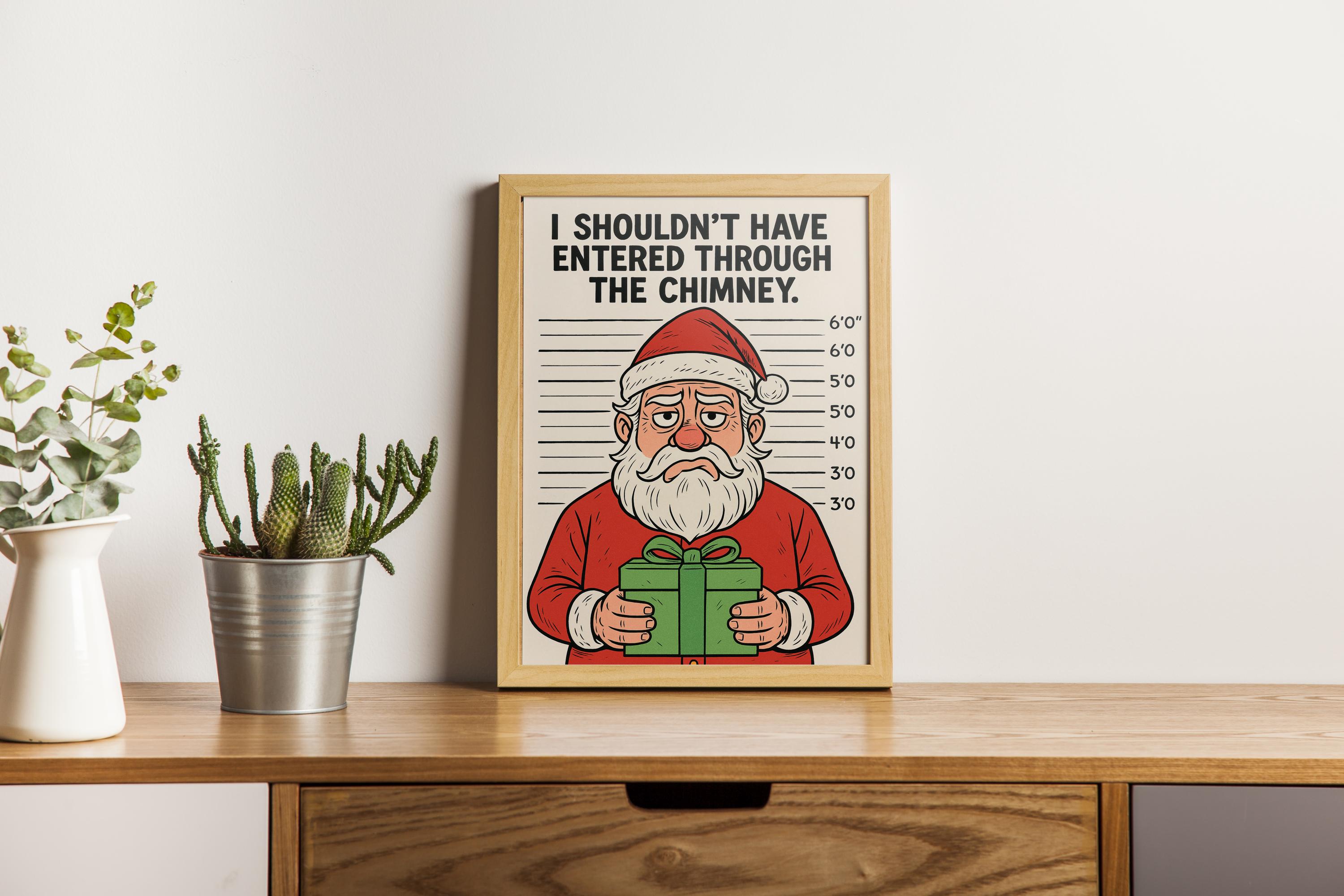 Funny Santa Mugshot Poster, Santa Claus Quote Art, Christmas Poster ...