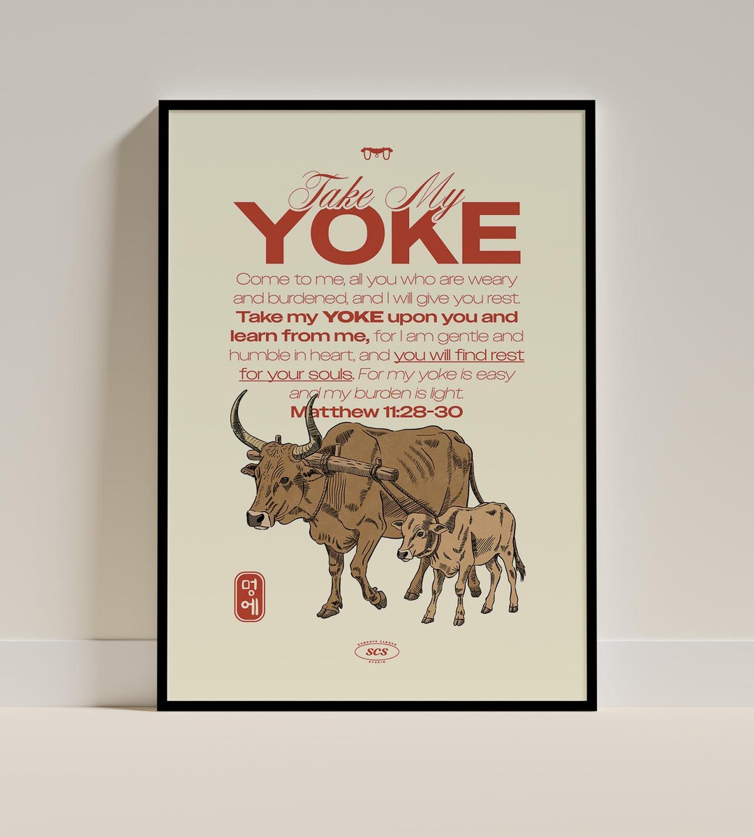 YOKE Framed Poster Christian Art Bible Verse Mid-century Modern Minimal ...