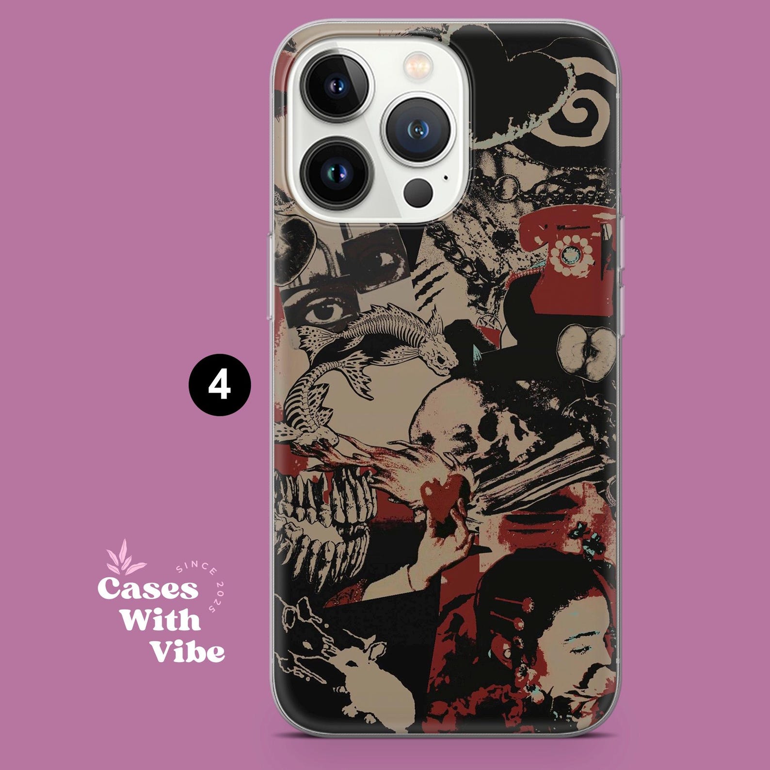 Grunge Phone Case Goth Emo Gothic Cover for 17, 17pro, 16, 15, 14, 13 ...