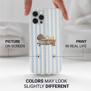 Dachshund Phone Case Stripes Cute Dog Cover for 17, 17pro, 16, 15, 14 ...