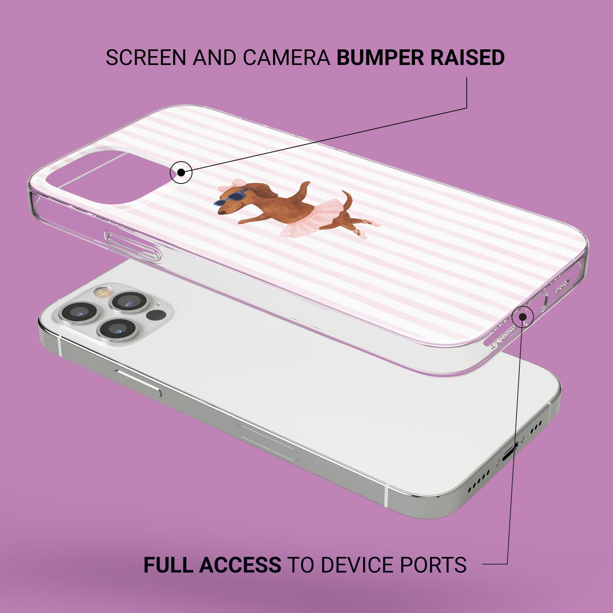 Dachshund Phone Case Stripes Cute Dog Cover for 17, 17pro, 16, 15, 14 ...