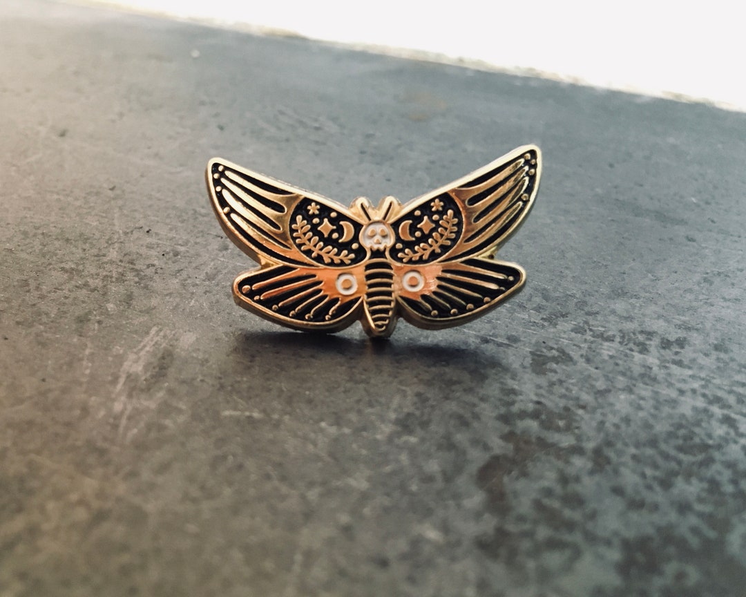 MOTH Enamel Pin | Badge | Brooch | Lapel Pin | Black & Gold - Etsy