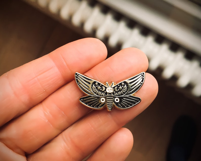 MOTH Enamel Pin | Badge | Brooch | Lapel Pin | Black & Gold - Etsy