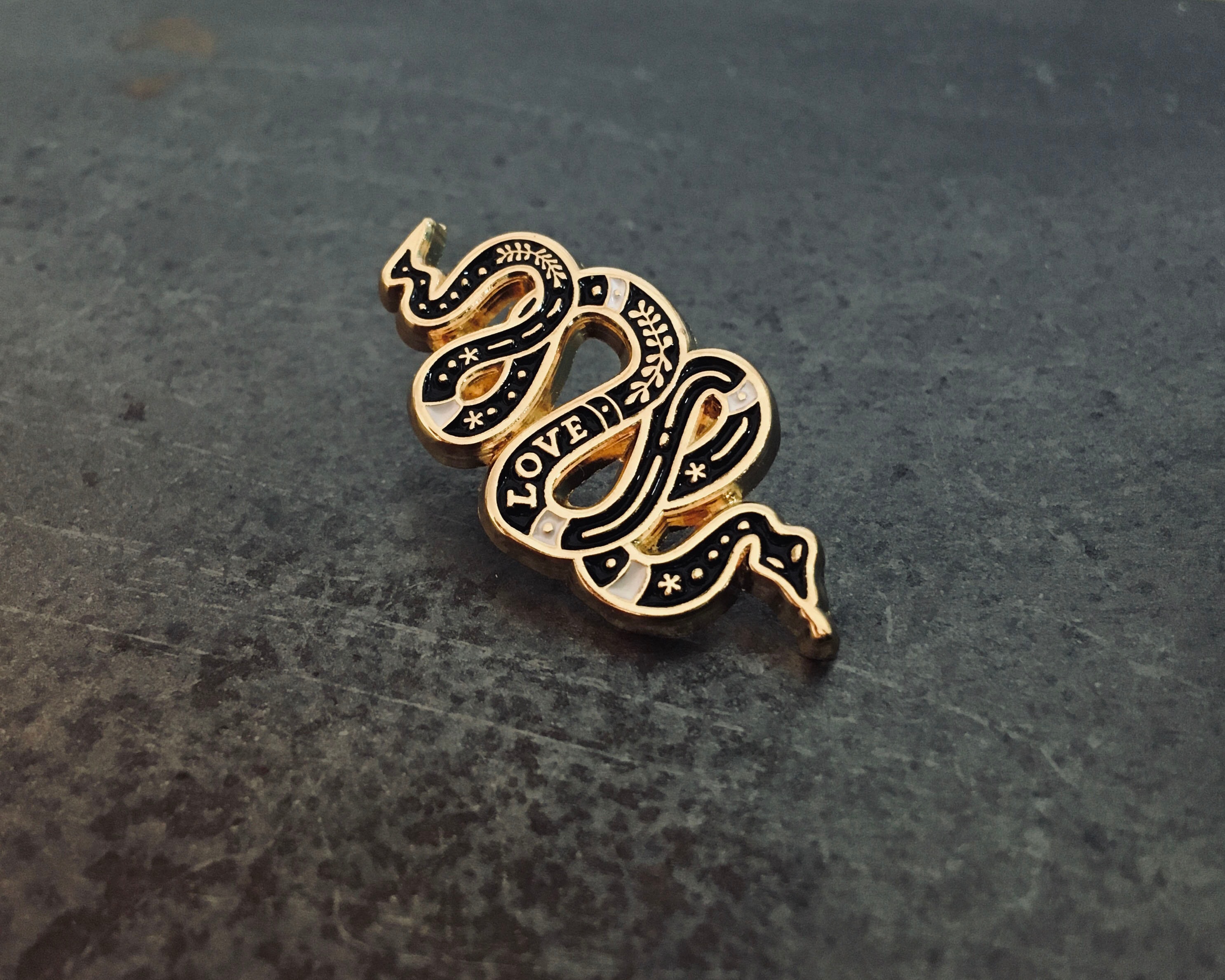 LOVE SNAKE Enamel Pin Badge Brooch Lapel Pin Black & Gold - Etsy