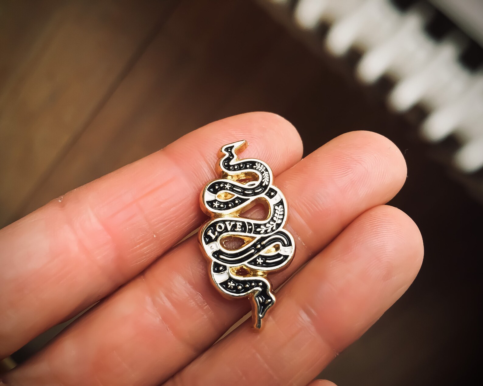 LOVE SNAKE Enamel Pin | Badge | Brooch | Lapel Pin | Black & Gold - Etsy