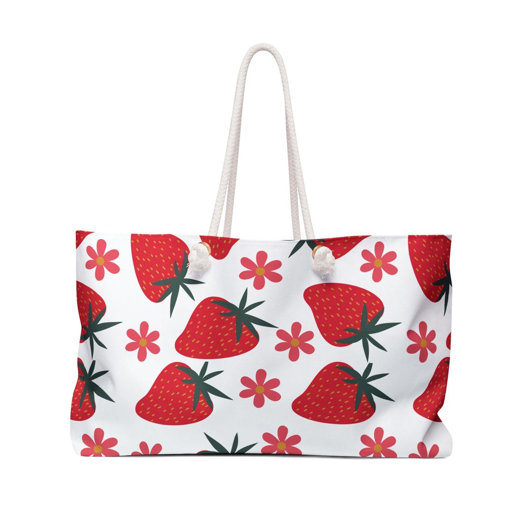 Charming Strawberry Weekender Bag | Stylish Travel Tote, Summer Getaway ...
