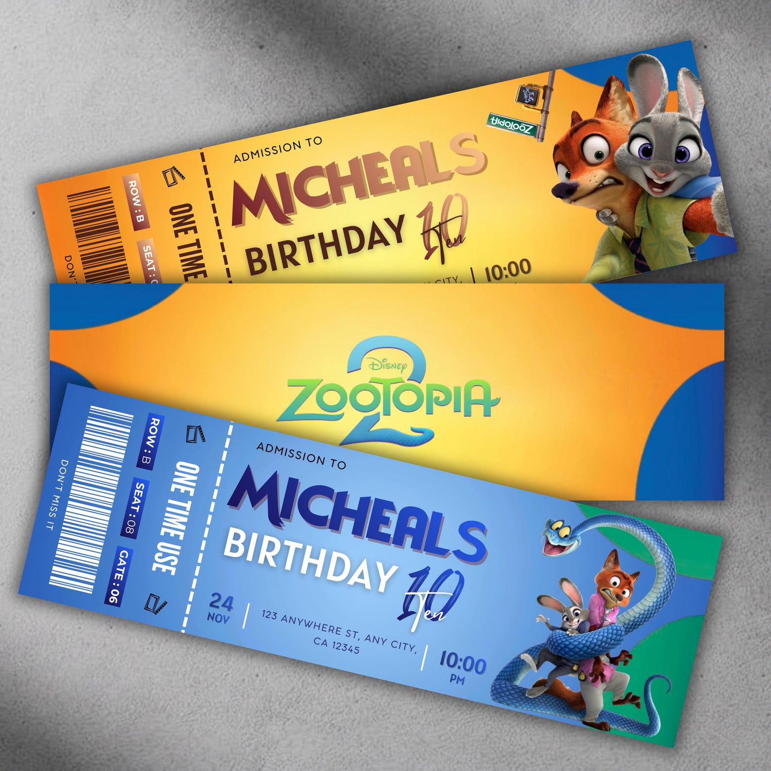 Editable Zootopia 2 Movie Ticket Invitation, Zootopia 2 Printable ...