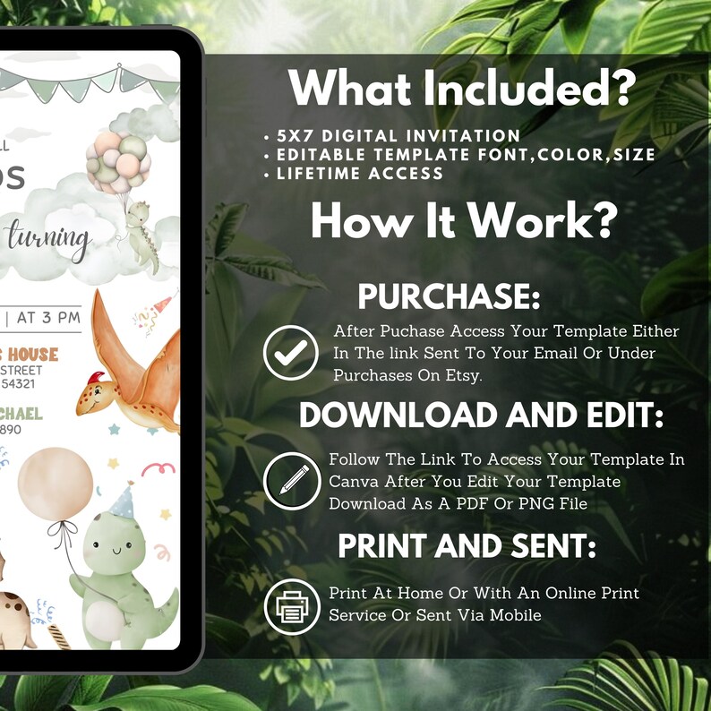 Dinosaur Birthday Invitation, Dinosaur Birthday Party Invite, T-rex ...