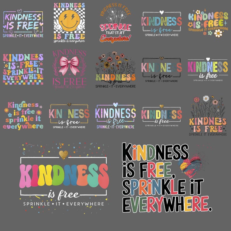 Kindness is Free PNG, Inspirational Quote Clipart, Positive Sublimation ...