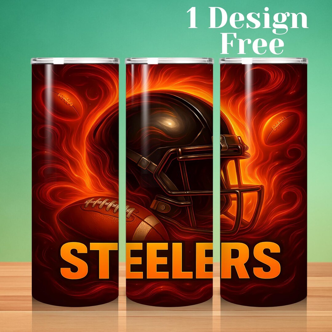 Steelers Tumbler Wrap PNG: Football Mascot Sublimation (digital ...