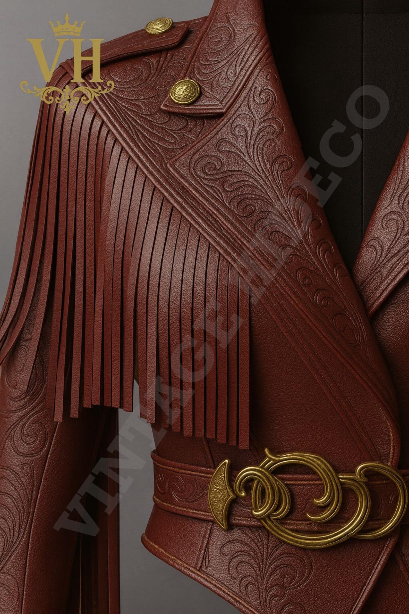 Women’s Maroon Fringe Leather Jacket – Vintage Western Cowgirl Boho ...