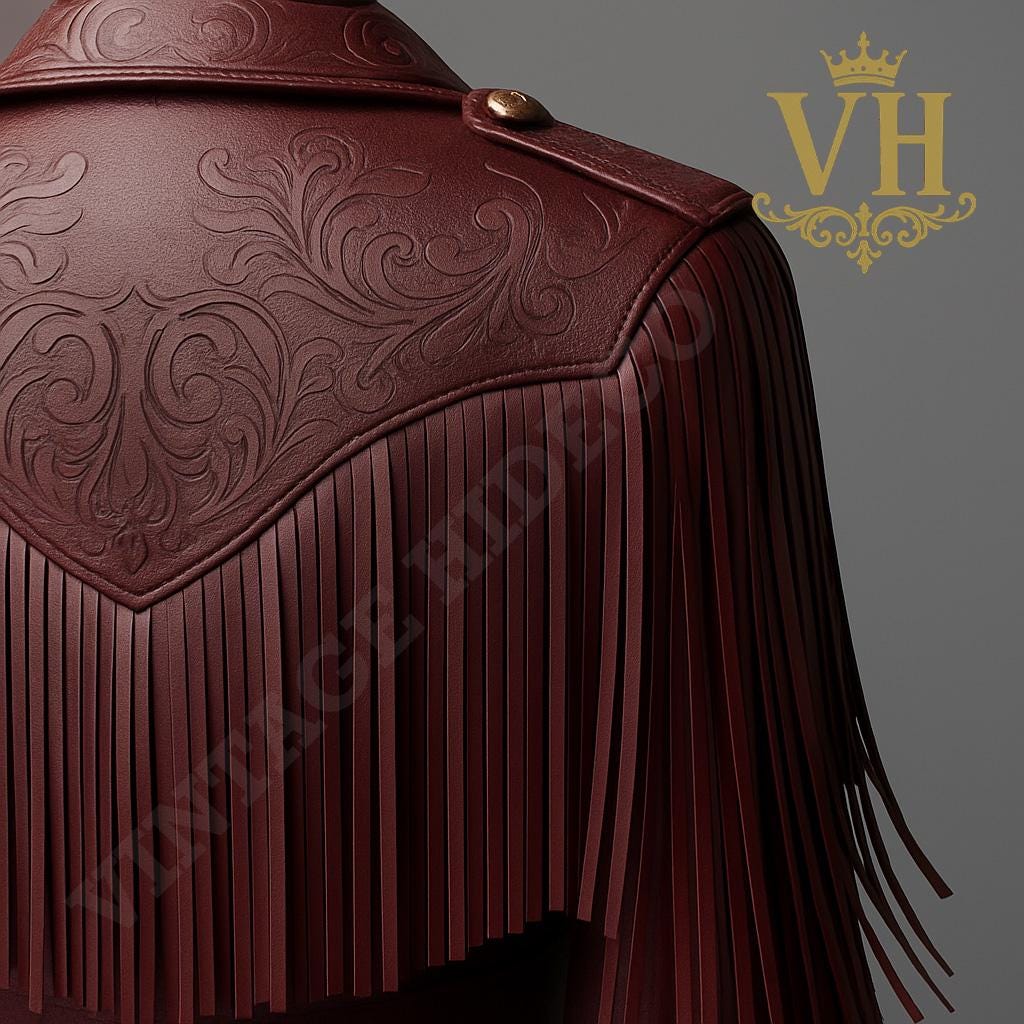 Women’s Maroon Fringe Leather Jacket – Vintage Western Cowgirl Boho ...