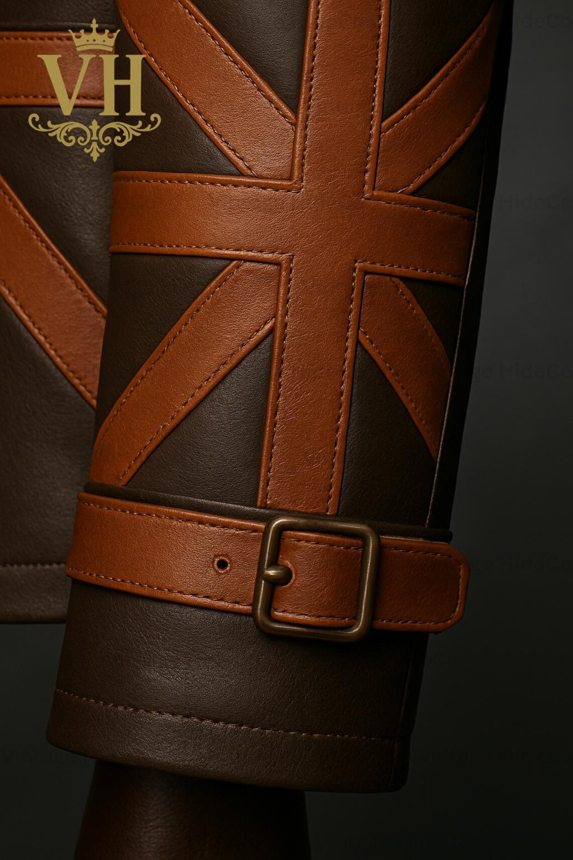 Men’s British Flag Leather Jacket | Vintage Brown Union Jack Coat ...
