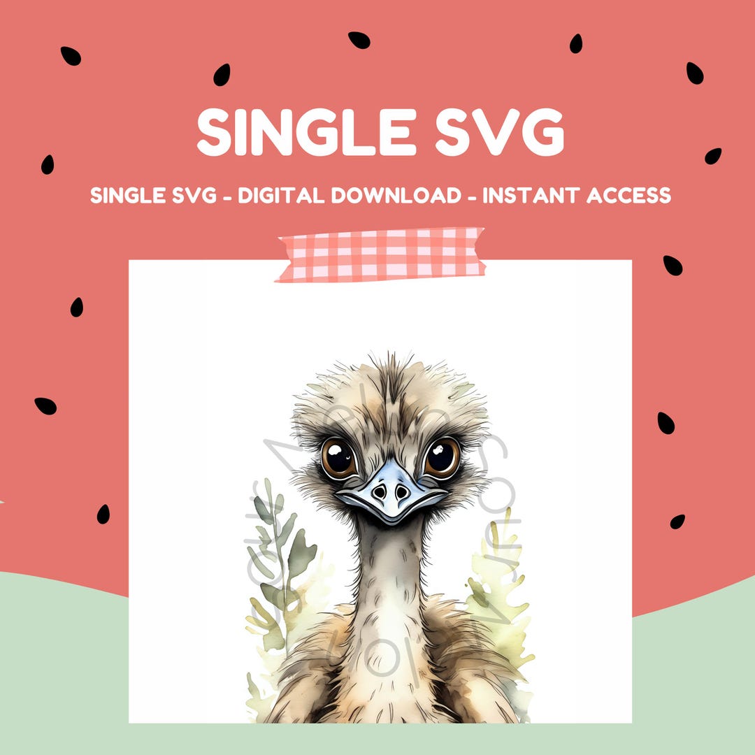 Baby Emu Watercolor Clipart: Aussie Animal SVG, PNG (digital Download ...