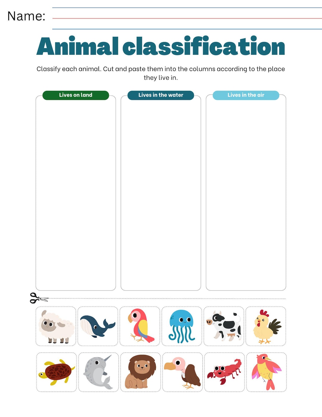 Animal Habitat Worksheet - DIGITAL FILE- Printable for Pre Schoolers ...