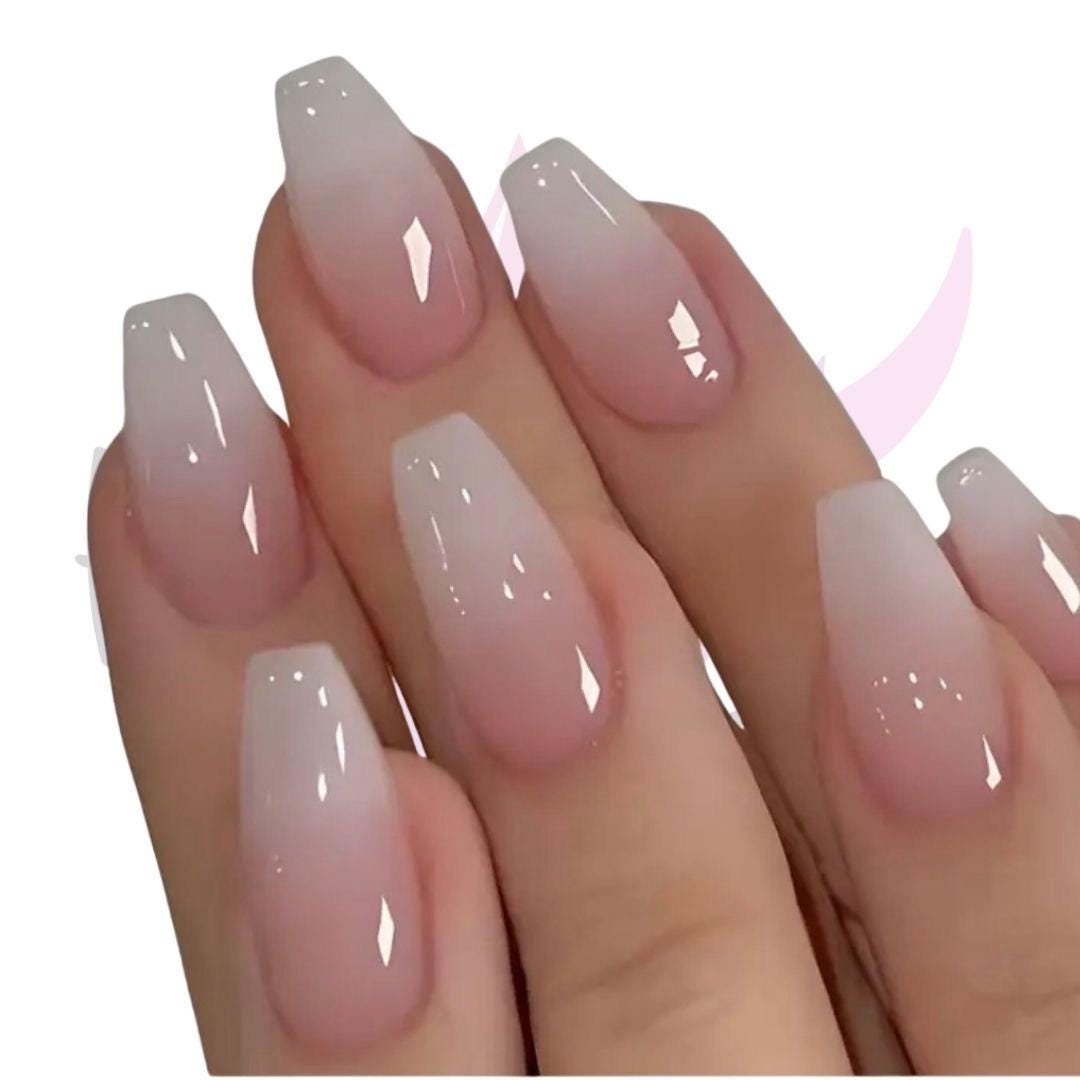 Classic Original French Tip Press on Nails | Coffin Short Length, 24 ...