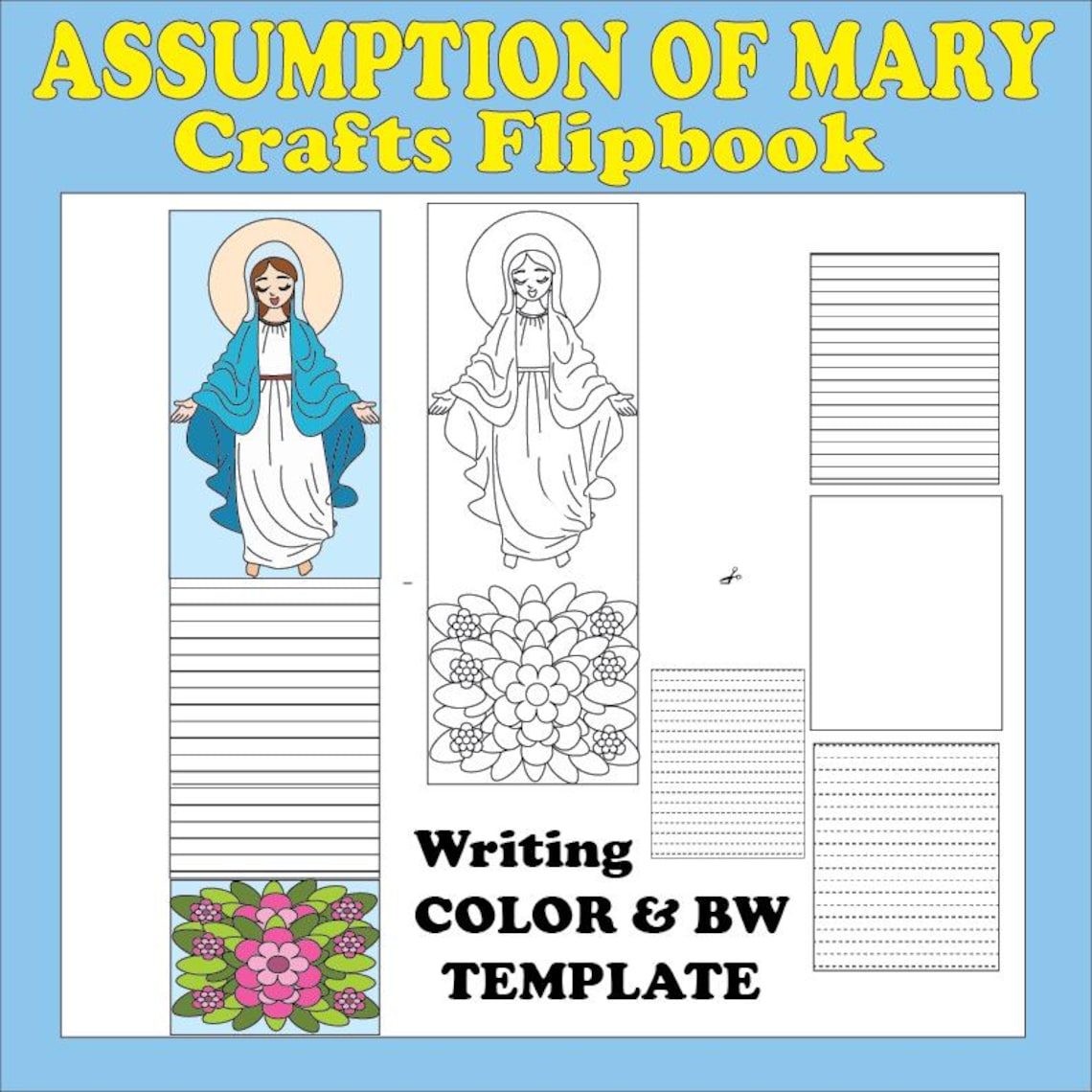Assumption of Mary Craft Bundle: Catholic Activities (color & B/W) - Etsy