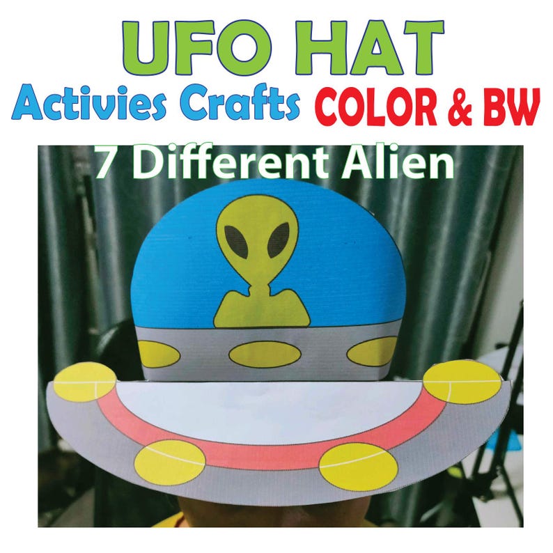 Alien UFO Hat Craft for Kids: Printable Space Headband Activity (color ...
