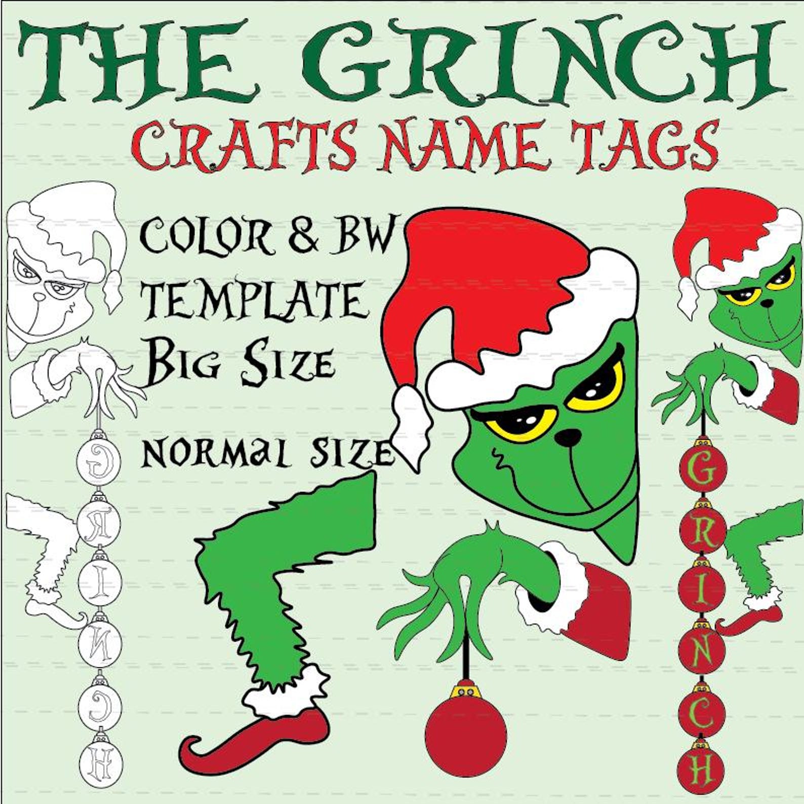 Grinch Name Tag Craft Template | Christmas Decor & Label (PDF) - Etsy