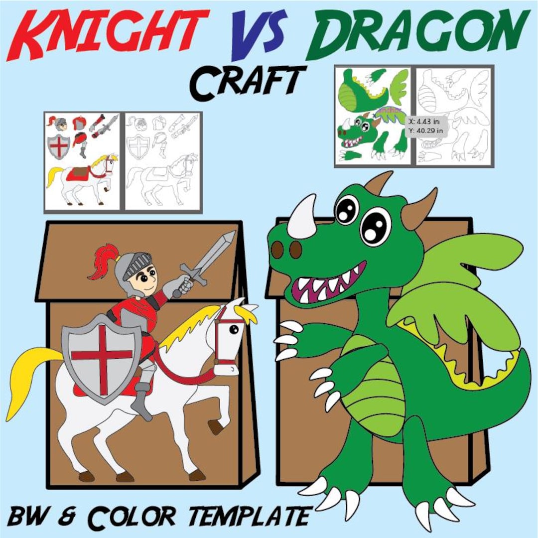 Knight and Dragon Paper Bag Puppets: St George Craft (printable PDF) - Etsy