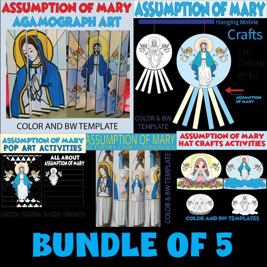 Assumption of Mary Craft Bundle: Catholic Activities (color & B/W) - Etsy