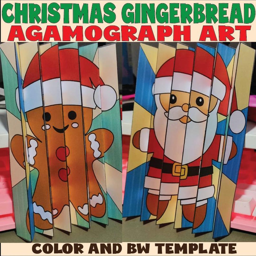 Printable Christmas Agamograph Poster | Gingerbread and Santa Optical ...