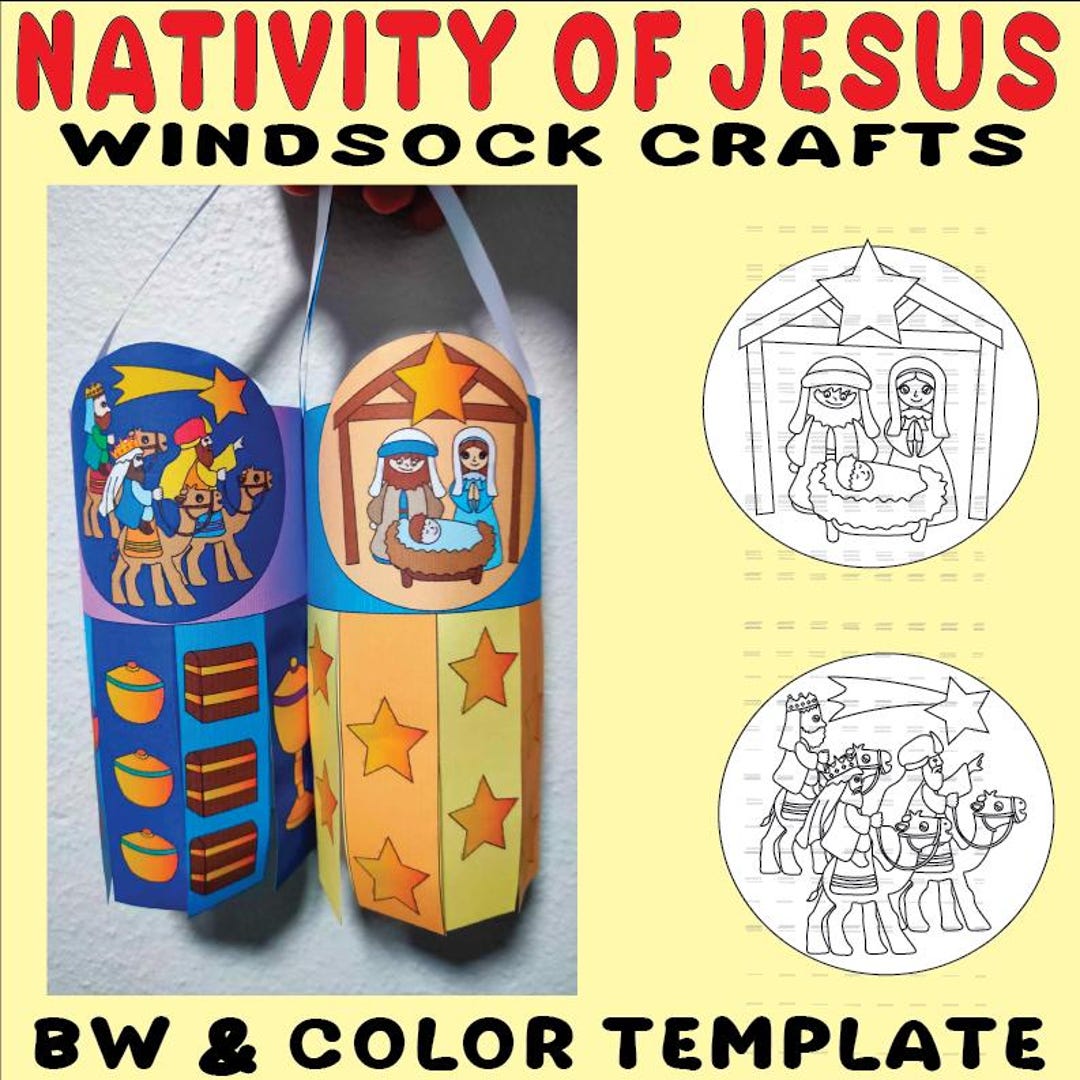 Nativity of Jesus Windsock Craft | 2 Printable Hanging Mobile Templates ...