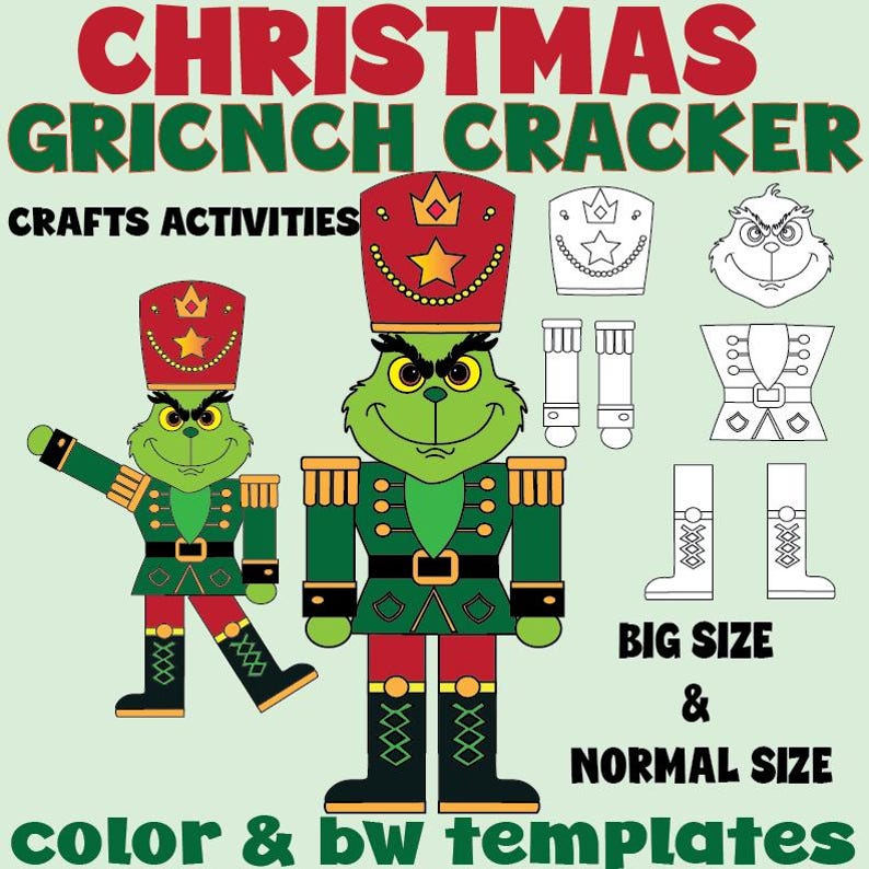 Grinch Nutcracker Paper Craft Template | DIY Holiday Activity (digital ...