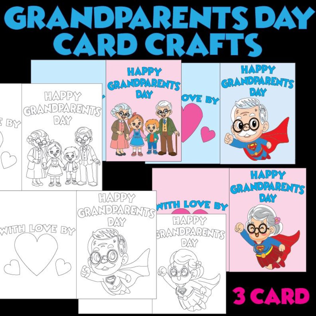 Grandparents Day Card Craft for Kids, DIY Superhero Grandma and Grandpa ...