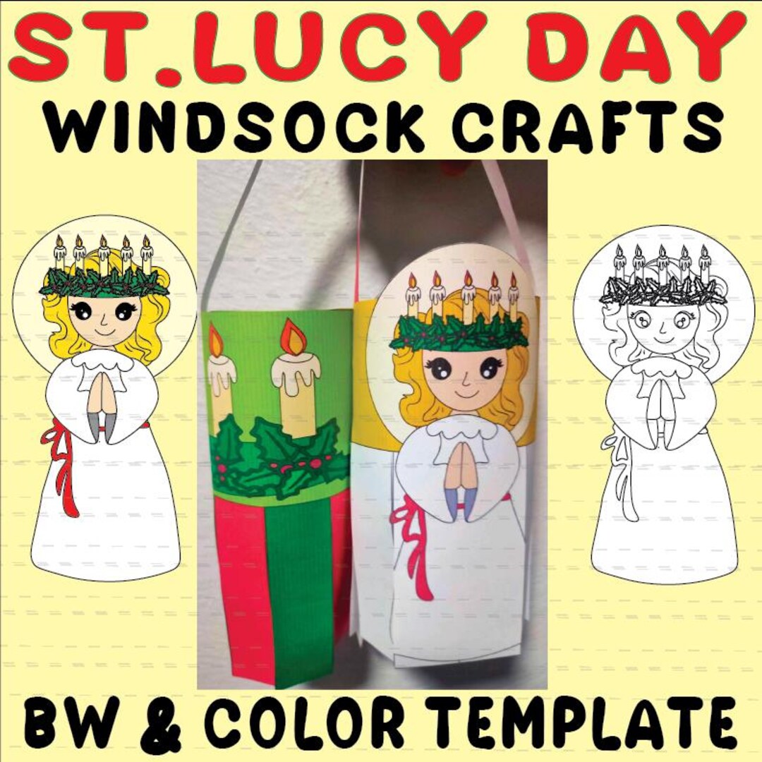 St. Lucia Day Windsock Craft | Printable Saint Lucy Paper Activity (PDF ...