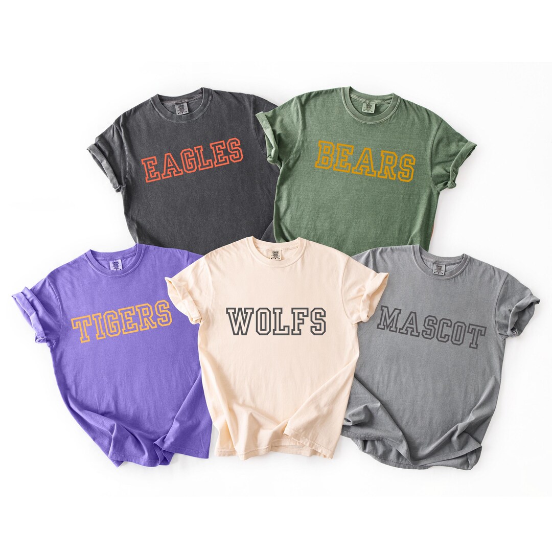 Comfort Colors Custom School Mascot T Shirt, School Logo Shirt, Team ...