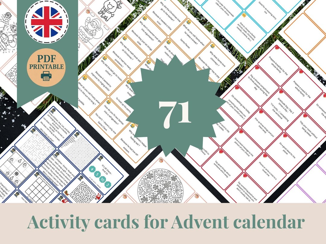 Printable Advent Calendar Cards – 71 Fun Ideas + 45 Blank Cards | Acts ...