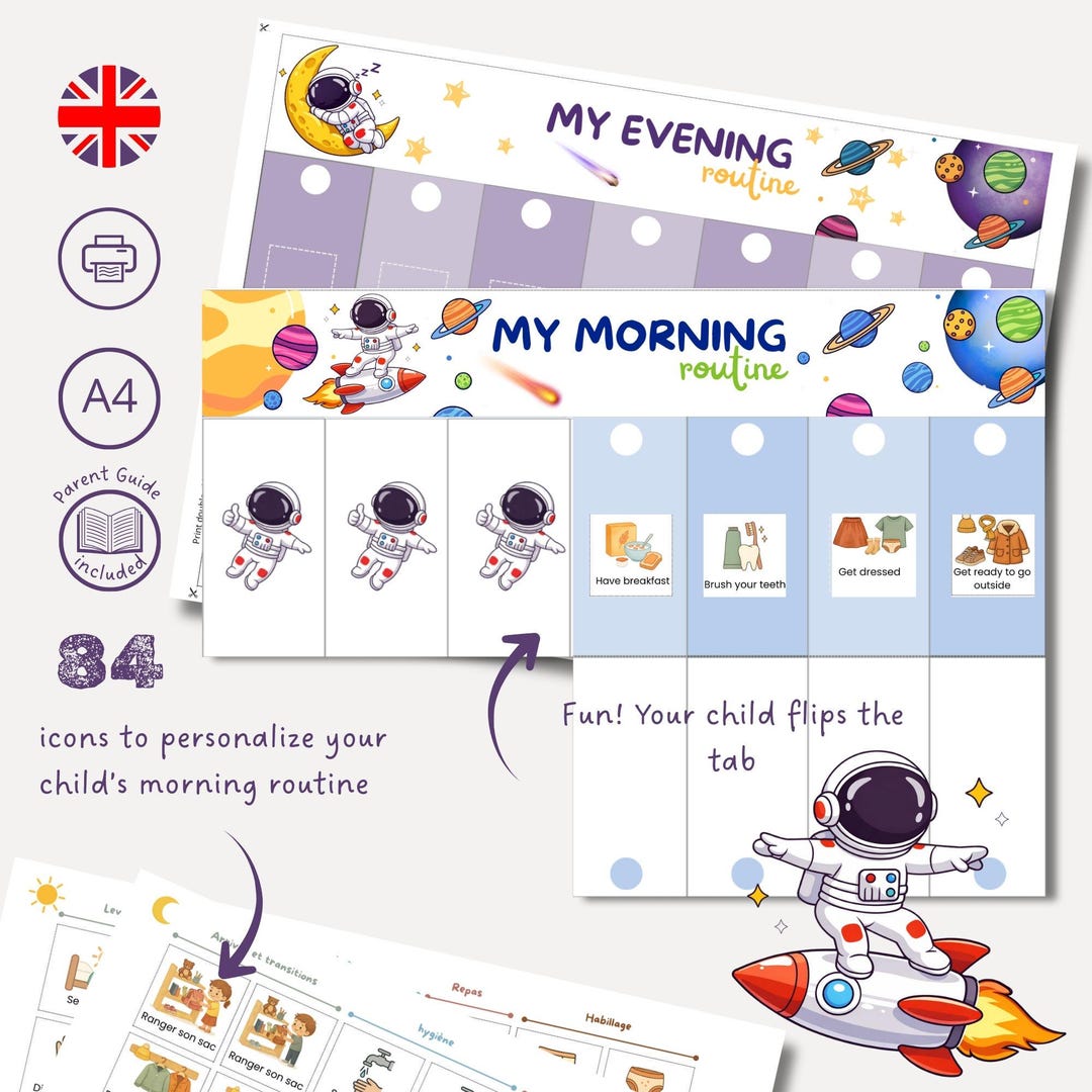 Children’s Morning & Evening Routine Charts – Astronaut – Visual ...