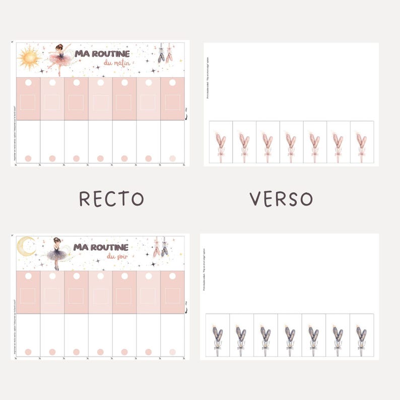 Children's Morning and Evening Routine Charts – Ballerina Dancer ...