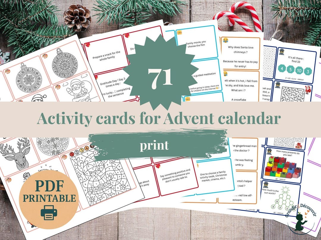 Printable Advent Calendar Cards – 71 Fun Ideas + 45 Blank Cards | Acts ...