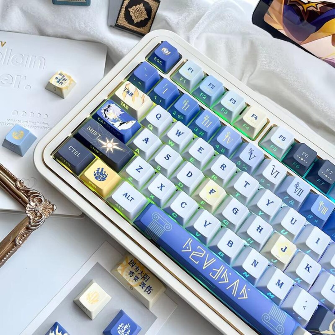 Anime Theme PBT Keycaps, Side Engraved Translucent Game Keycaps for ...