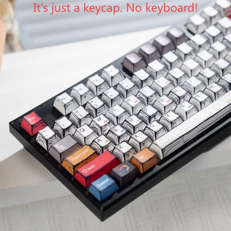 Manga Style Keycap Set - 136 PBT Cherry Profile Keycaps | Aesthetic ...