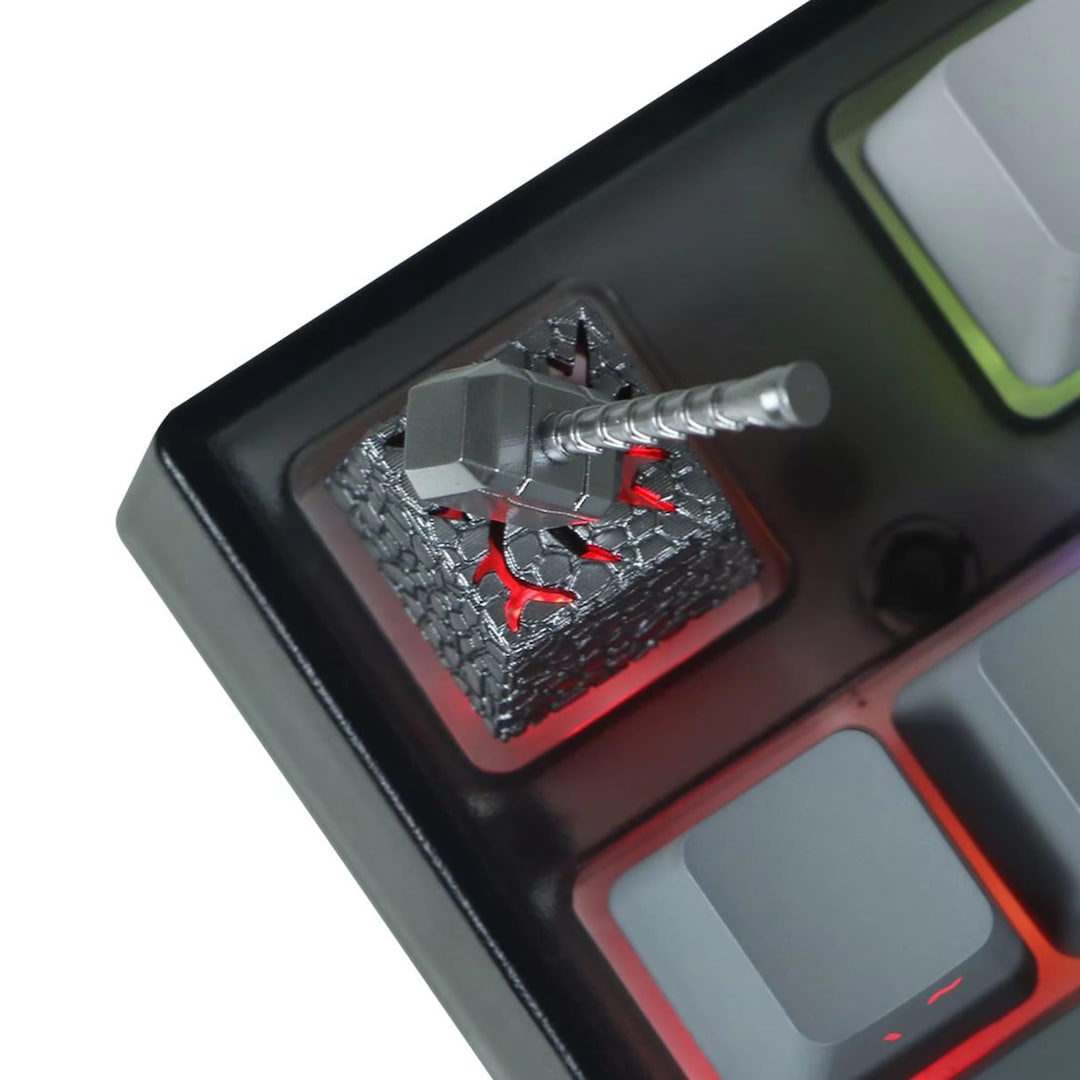 3D Artisan Resin Hammer Inspired Keycap, 2-in-1 Magnetic Transparent ...