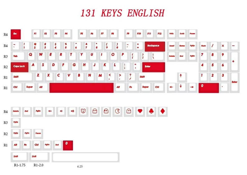 Korean Russian Hangul Keycaps 131 Keys, Frosted Matte Red Translucent ...