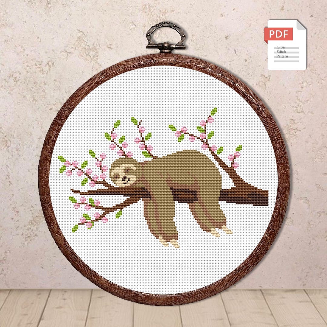 Sloth on the Branch Cross Stitch Pattern #anm033 - Etsy