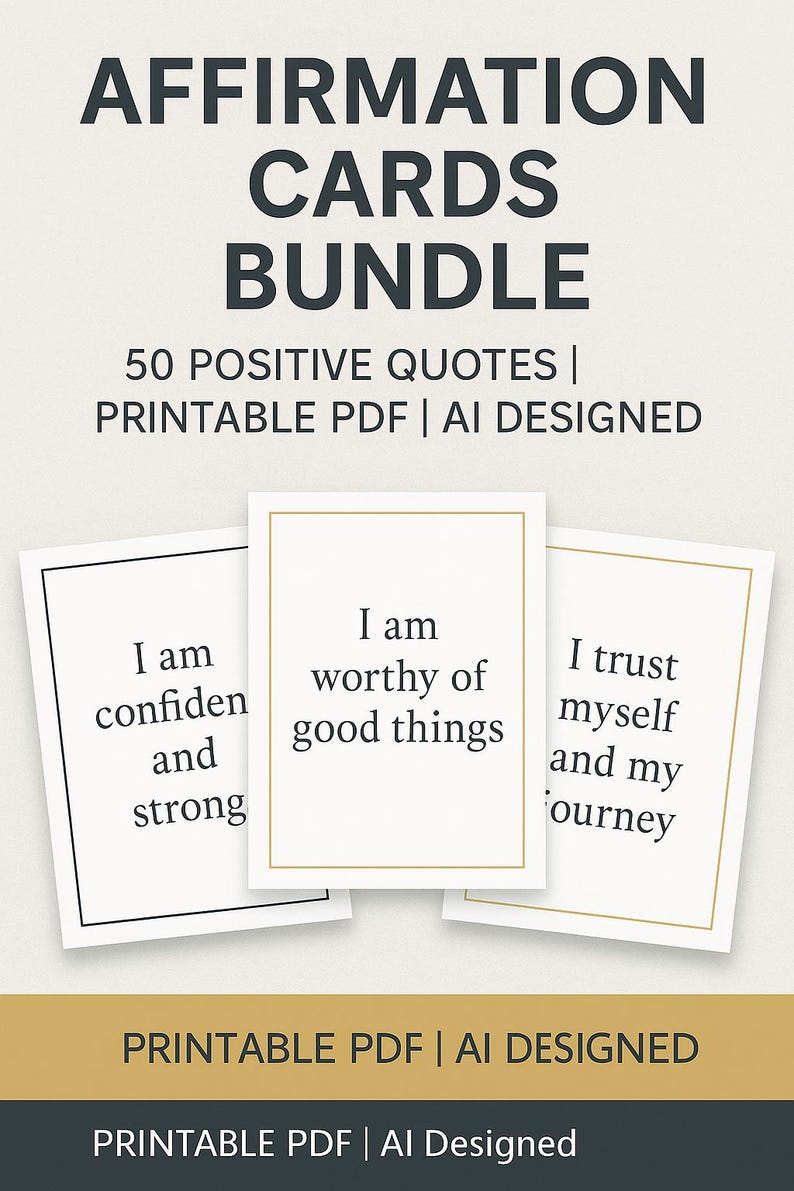 Affirmation Cards Bundle | 50 Positive Quotes | Daily Motivation ...